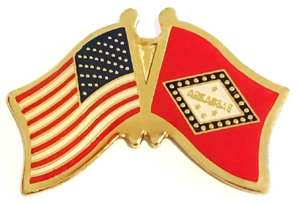 Arkansas & USA | Double Flag Pin | World Flags Direct
