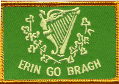 Erin Go Bragh | World Flag Patch | 3.5" x 2.25" Rectangle Gold Border | World Flags Direct