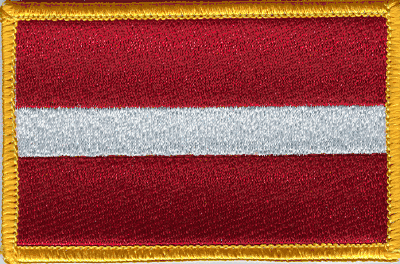 Latvia | World Flag Patch | 3.5" x 2.25" Rectangle Gold Border | World Flags Direct