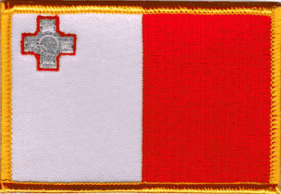 Malta | World Flag Patch | 3.5" x 2.25" Rectangle Gold Border | World Flags Direct