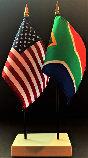South Africa & USA | Miniature Flag Desk Set | World Flags Direct