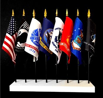 US Military Mini Set - 8 Flags & 8 Hole White Stand | World Flags Direct