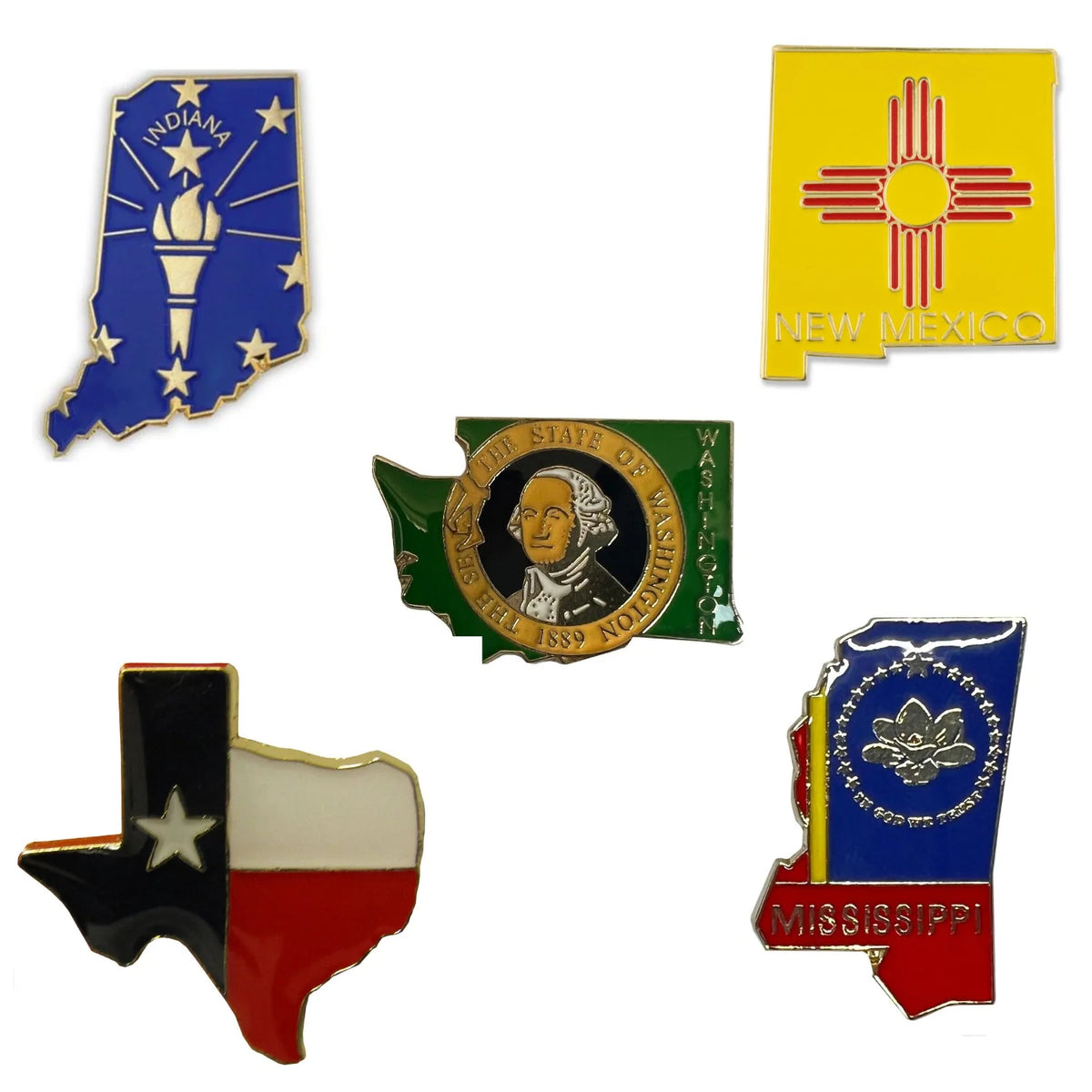 State Shape Map Pins | Flag Background | World Flags Direct