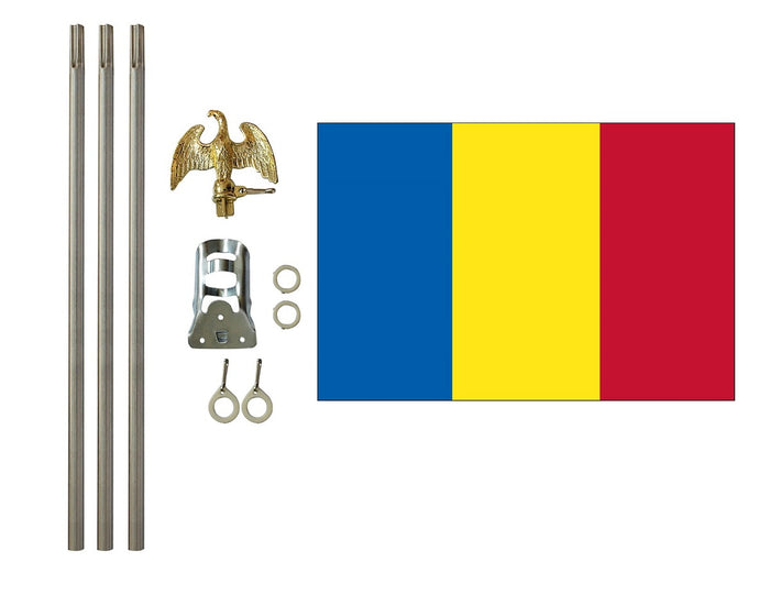 Andorra (No Seal) | Flag & Pole | 3′x5′ Polyester with 6′ Flagpole Kit ...