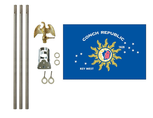 Conch Republic | Flag & Pole | 3′x5′ Polyester with 6′ Flagpole Kit ...