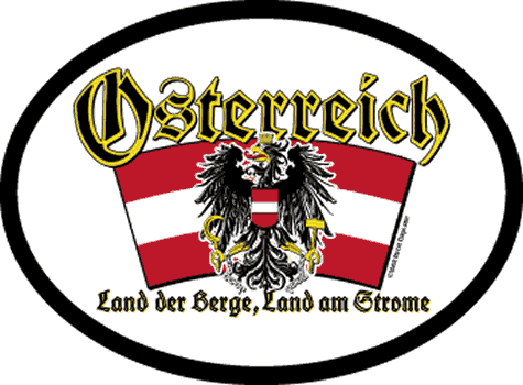 Austria Oval Decal With Motto | World Flags Direct