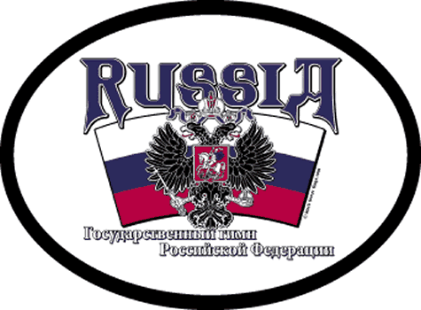 Russia Oval Decal With Motto | World Flags Direct
