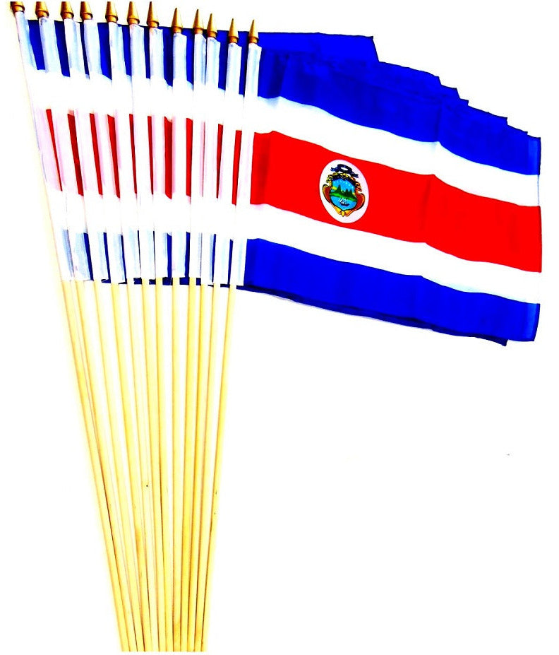 Costa Rica Stick Flag | 12″x18″ Polyester | Buy Online | World Flags Direct