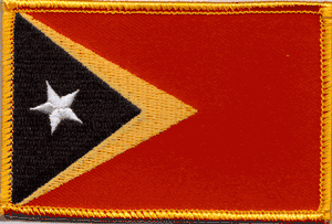 East Timor | World Flag Patch | 3.5" x 2.25" Rectangle Gold Border ...