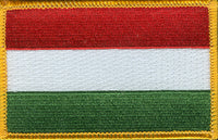 Hungary | World Flag Patch | 3.5" x 2.25" Rectangle Gold Border | World Flags Direct