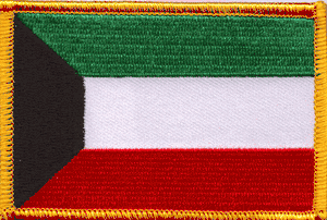 Kuwait | World Flag Patch | 3.5" x 2.25" Rectangle Gold Border | World Flags Direct