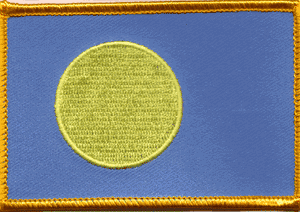 Palau | World Flag Patch | 3.5" x 2.25" Rectangle Gold Border | World Flags Direct
