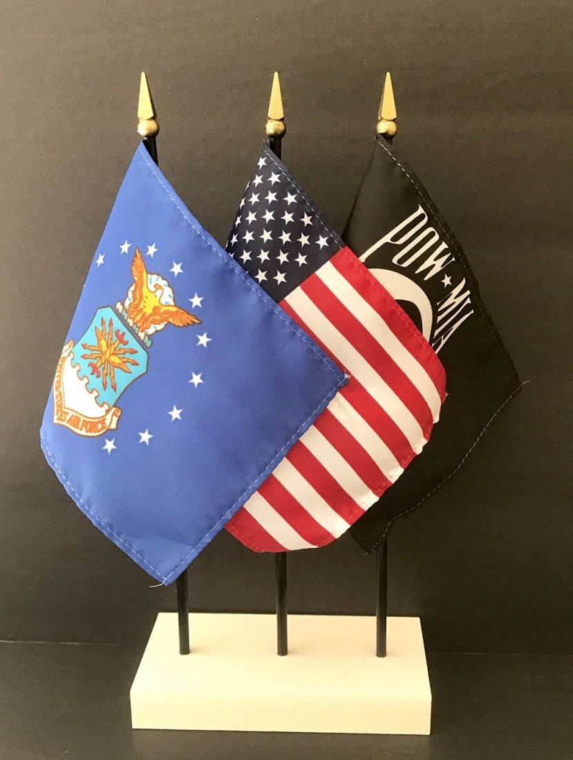 Military 3 Mini Flag Set | 4″x6″ Made in the USA | World Flags Direct