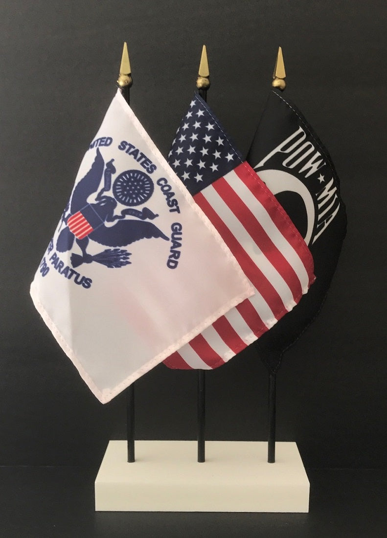 Military 3 Mini Flag Set | 4″x6″ Made in the USA | World Flags Direct