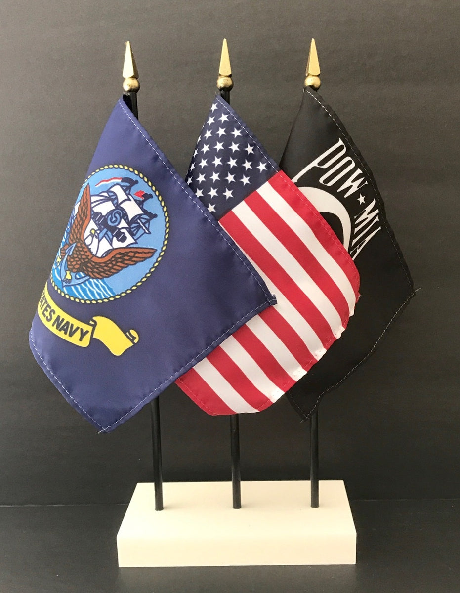USA Navy POW Miniature Flag and Base Set | World Flags Direct